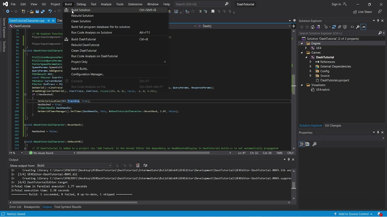 Unreal Engine 4 C++ Dash Tutorial - YouTube