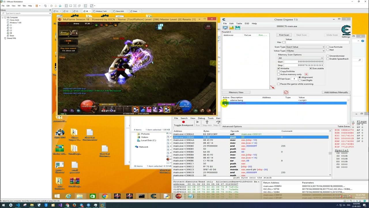 Tutorial Cheat Engine - Hack xDame Mu Online - muflame.online - SS18.2.2 IGCN - 2023 - YouTube