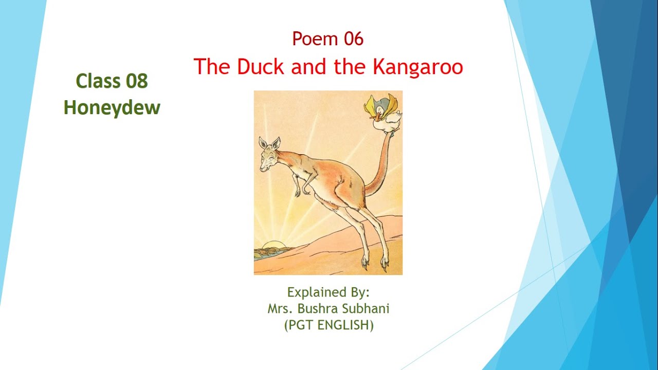 Poem 6 The Duck and the Kangaroo | Class 08 | English Literature ...