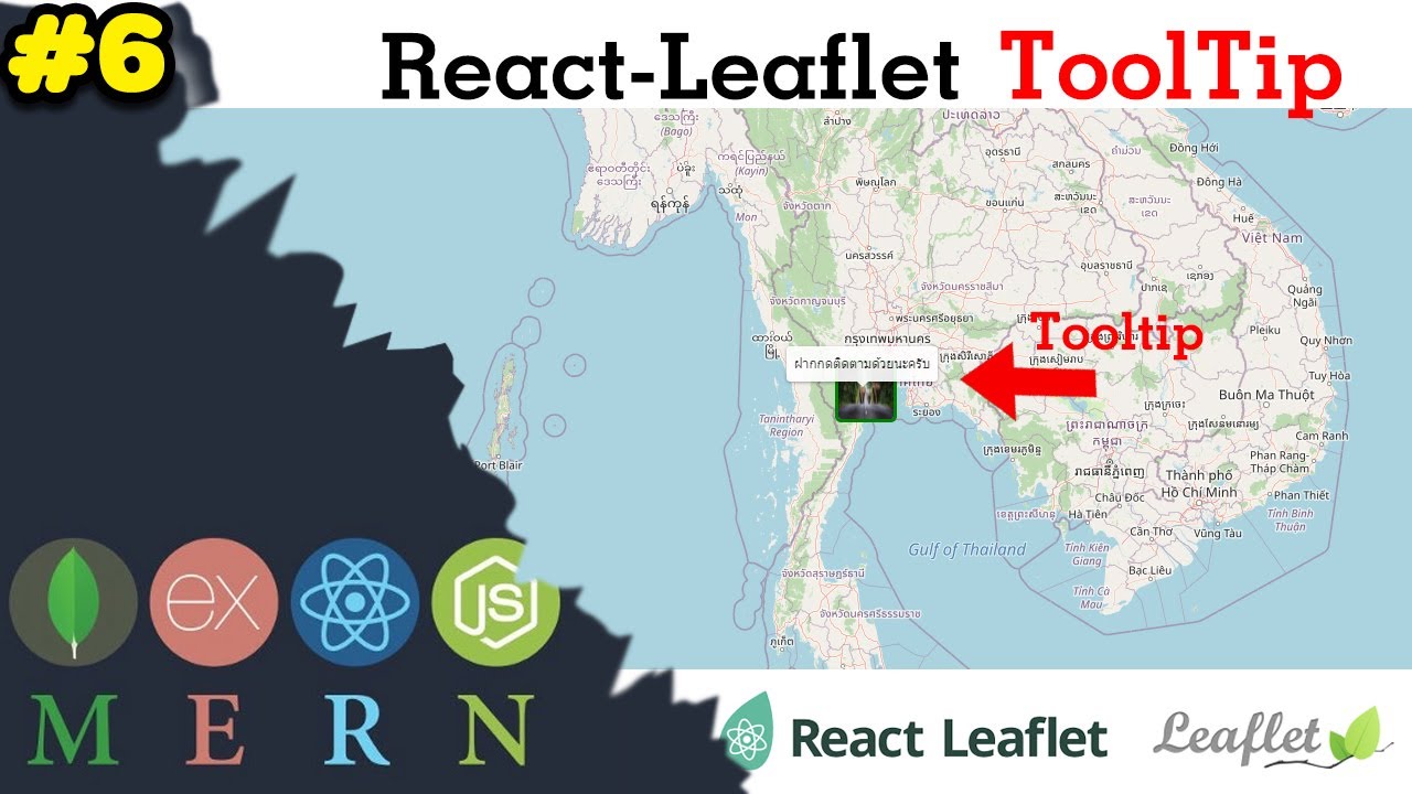 #6 React-Leaflet แผนที่ - Tooltip+IconAnchor | MERN Stack 2021 - YouTube