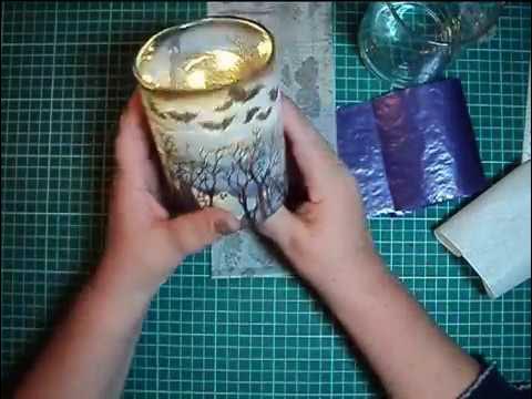 Gläser mit Serviettentechnik bearbeiten - faltenfrei und schnell umdekoriert - YouTube