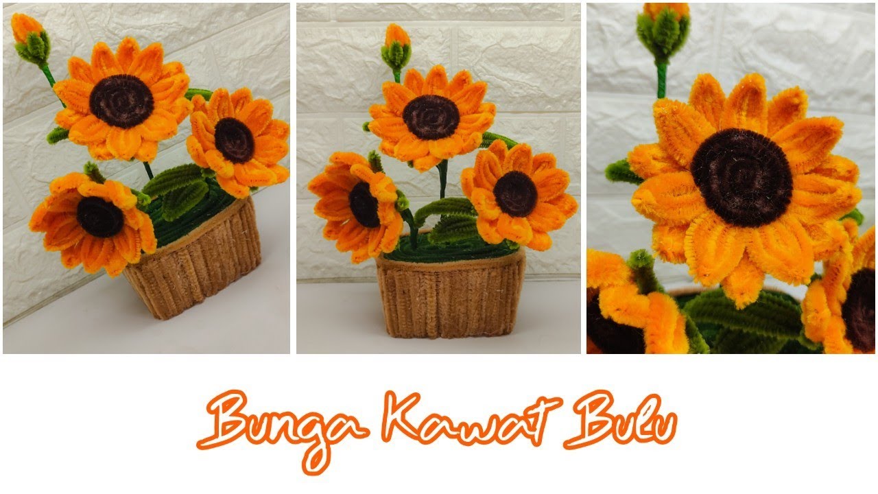 Tutorial Bunga Kawat Bulu | Bunga Matahari hanya dari Kawat Bulu - YouTube