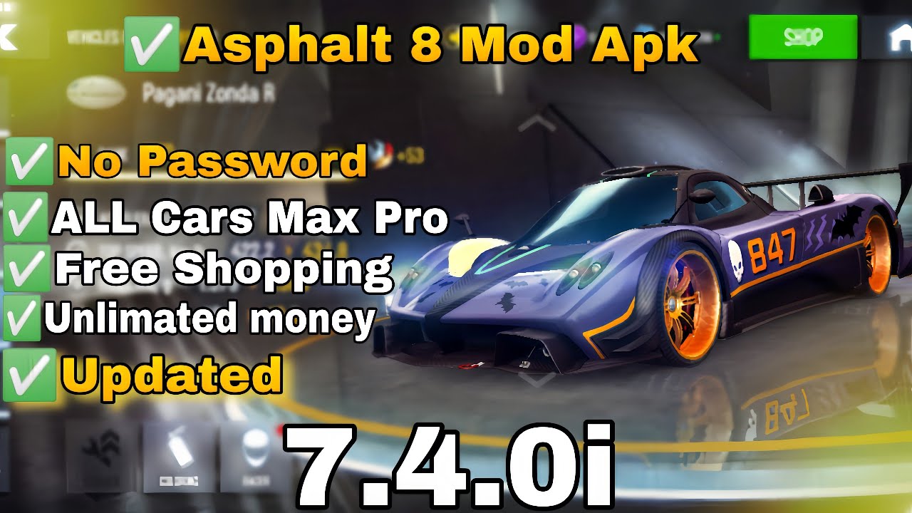 Asphalt 8 Mod Apk Letest version all Cars unlocked Max Pro Unlimated ...