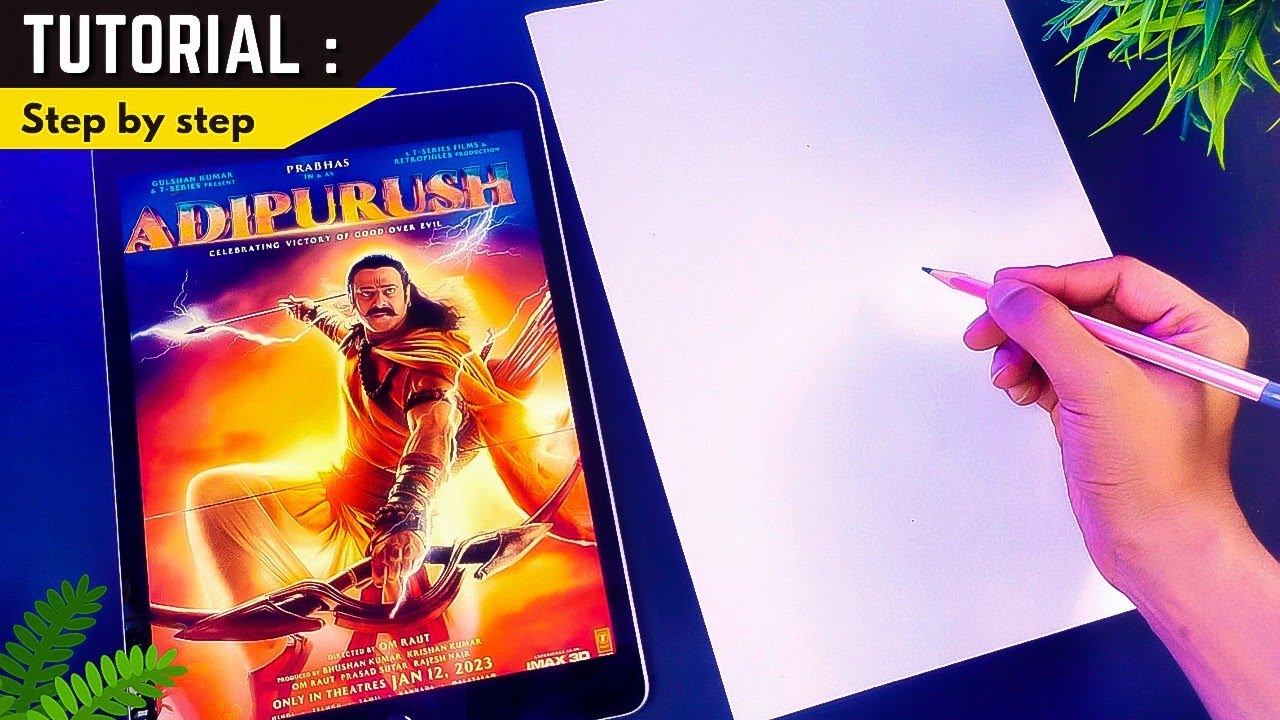 ADIPURUSH Drawing Tutorial || ADIPURUSH Prabhas Drawing Tutorial ...
