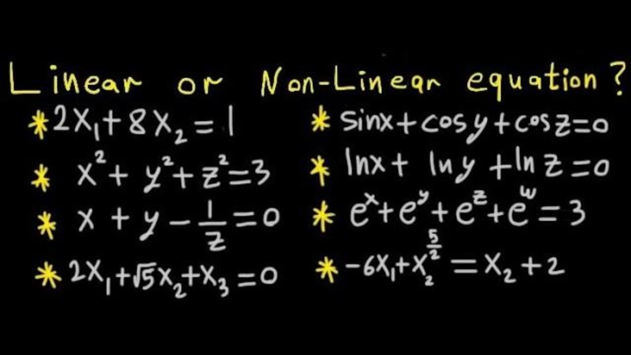 Determine If Equations Are Linear Or Nonlinear YouTube