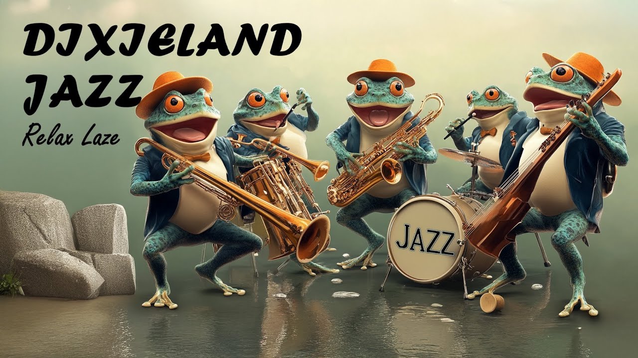 #LIVE 🎷🐸🎷 Hilarious Anthropomorphic Frog Dixieland Jazz Band in the ...