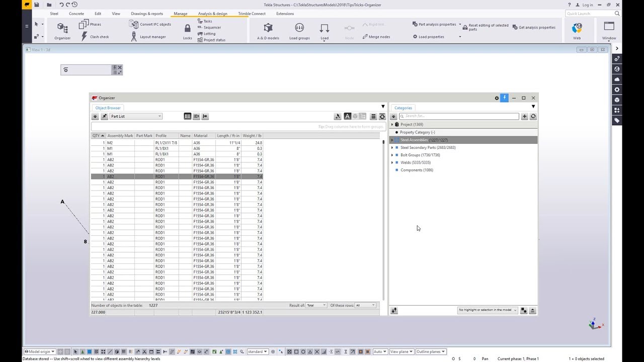 Introduction to the Tekla Structures Organizer - Part 1 - YouTube