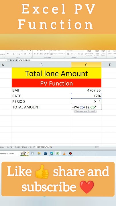 advance excel | excel pv Function | excel tutorial #youtubeshorts #shorts #shortsfeed #how # ...
