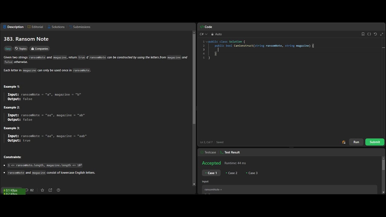 Day 54 | Daily LeetCode Challenge | Problem 383| Ransom Note - YouTube