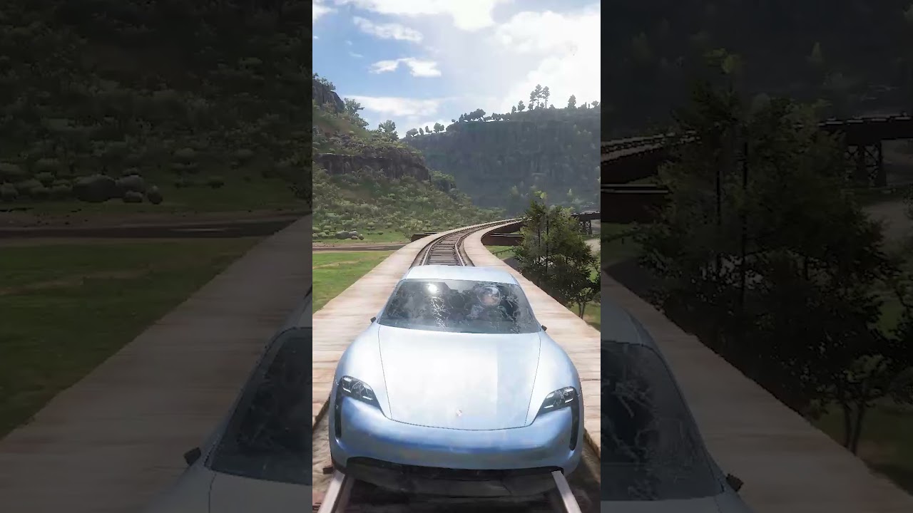 Driving car on train track in Forza Horizon 5 - YouTube