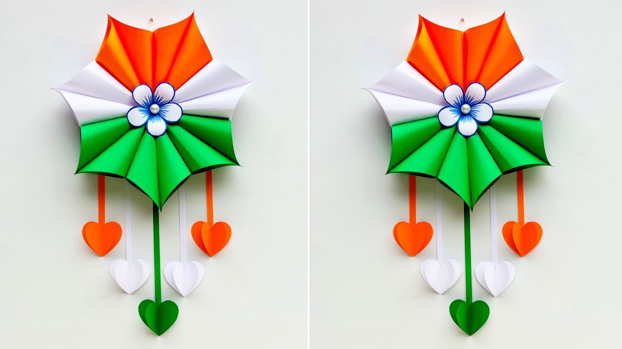 Tricolor Wallhanging Craft // Independence Day wall decoration ideas ...
