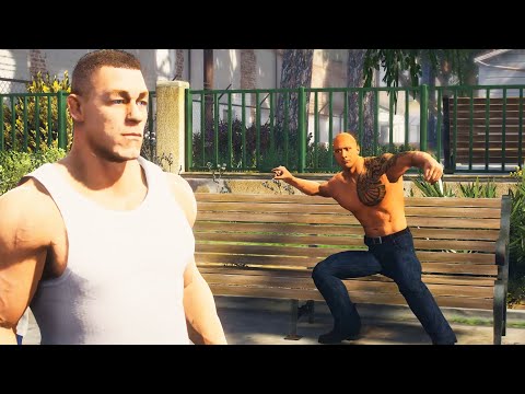 Dwayne ''The Rock'' Johnson Throws Rocks At John Cena in GTA 5