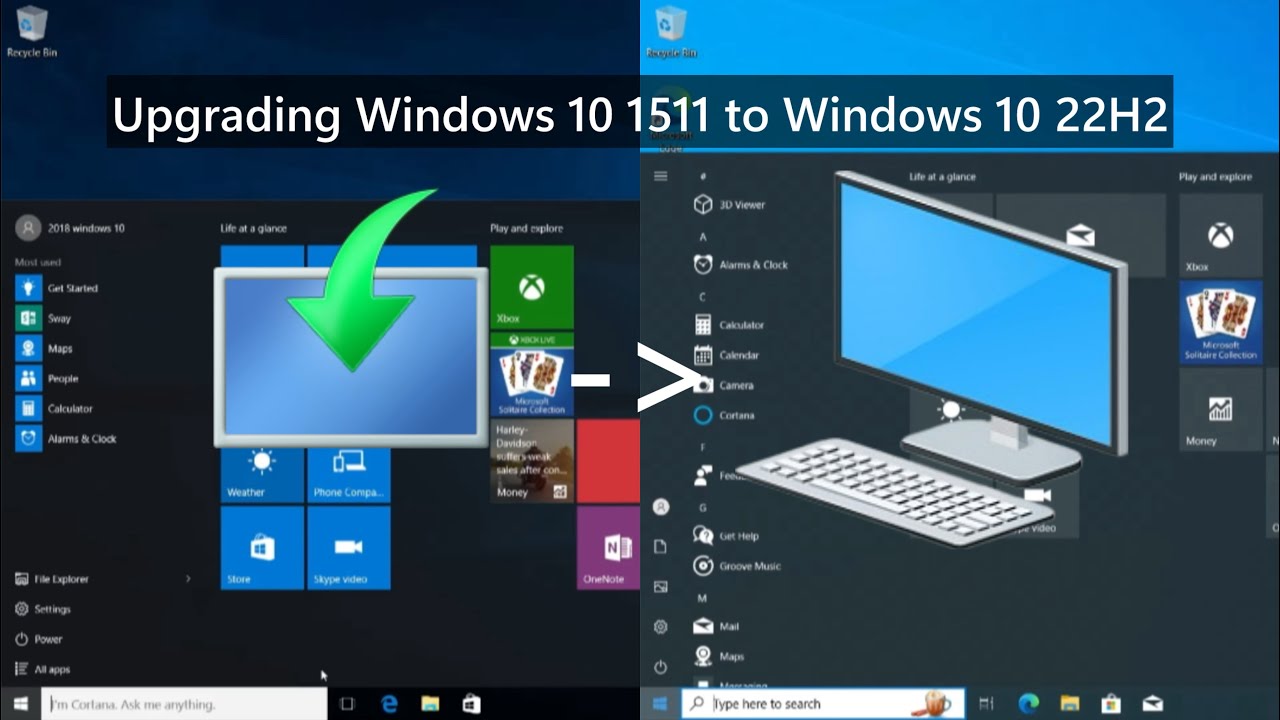 Upgrading Windows 10 1511 to Windows 10 22H2 - YouTube