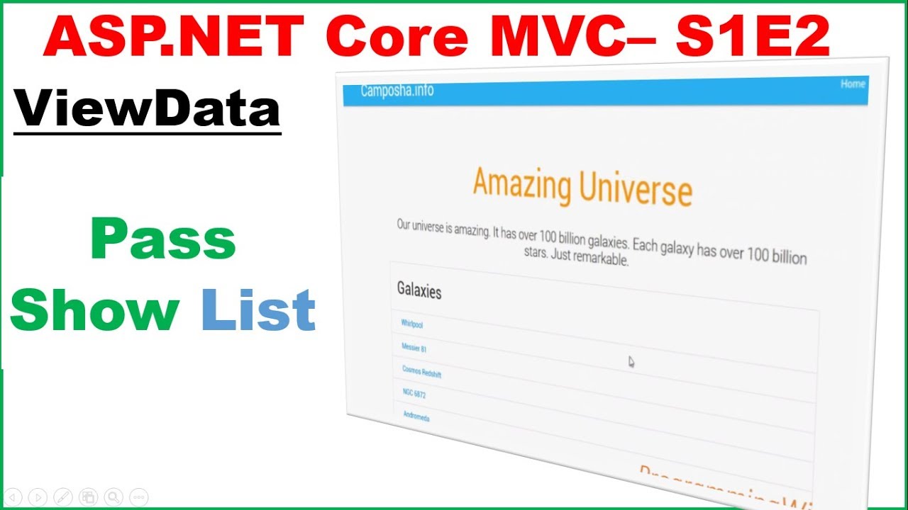 Aspnet Core Mvc S1e2 Passshow List From Controller To View Youtube 7409