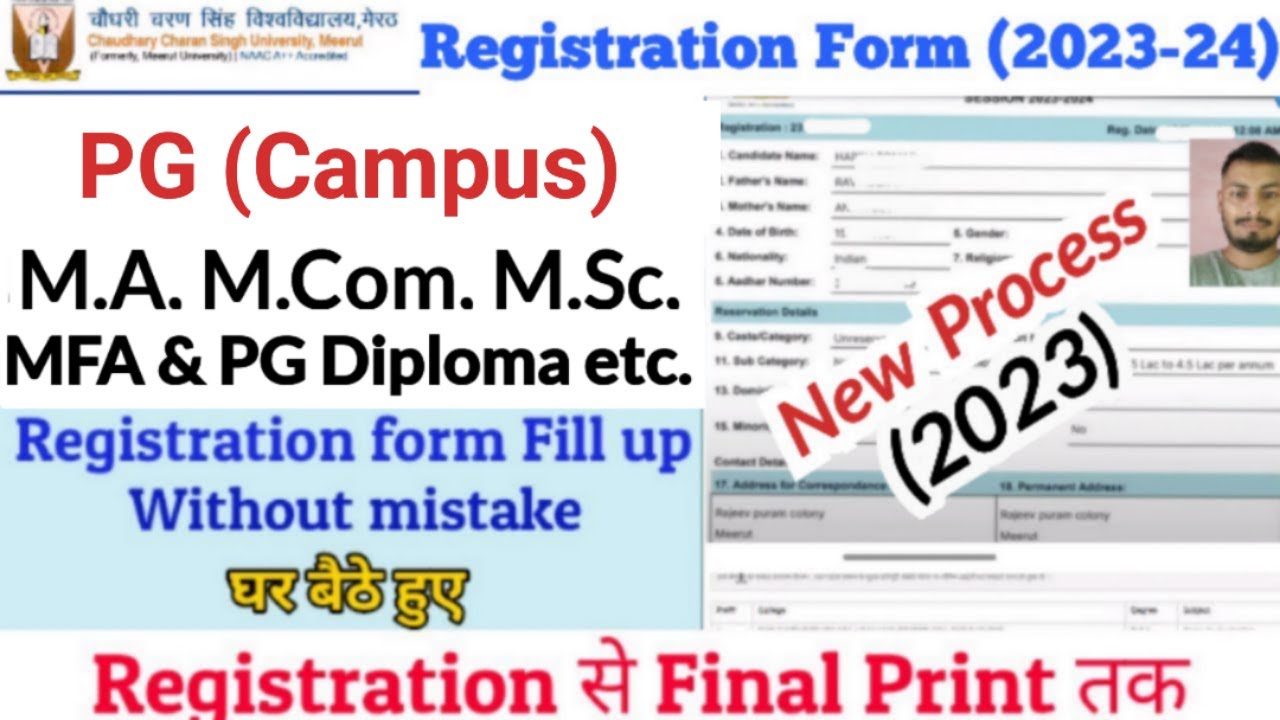 How to Fill CCS University Admission Form 2023-24 | PG Campus Regular ...