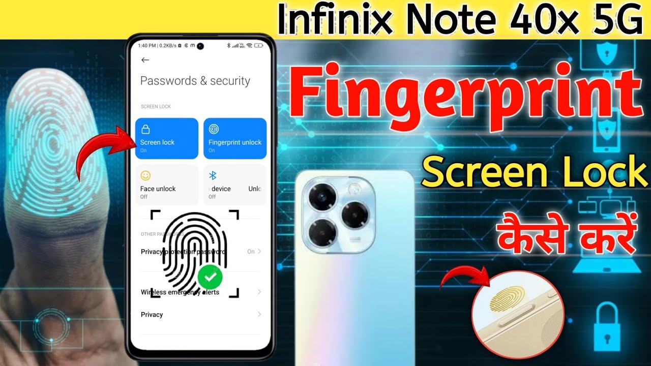 Infinix note 40x 5g fingerprint sensor Setting | Infinix note 40x ...