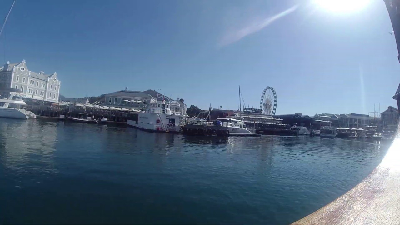 Table Mountain and V&A Waterfront from Jolly Roger Pirate Boat ...