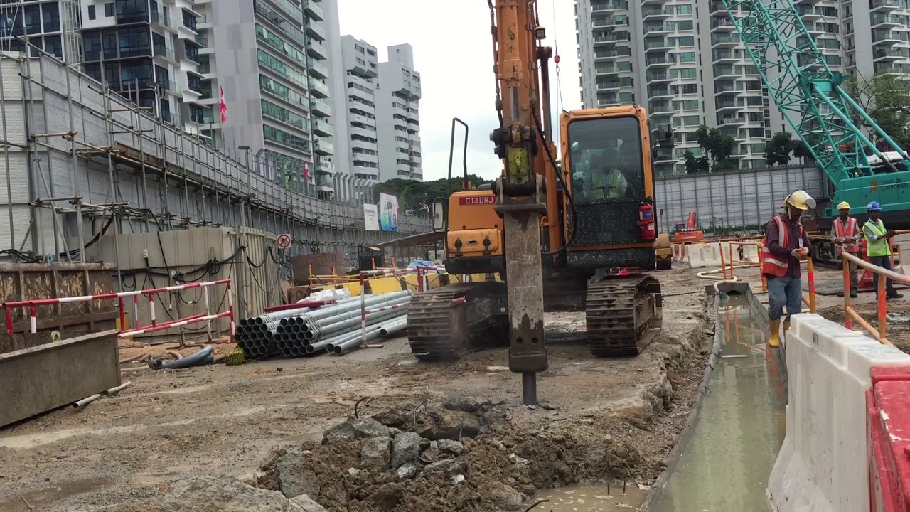 Concrete slab hacking work - YouTube