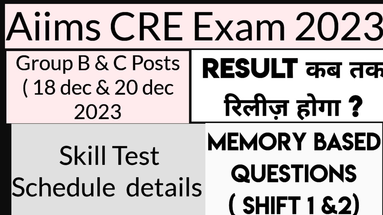 AIIMS CRE EXAM 2023 | Result कब तक आएगा ?| 18 dec exam Questions ...
