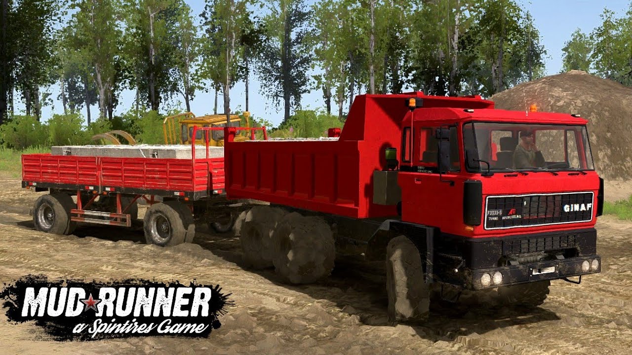 GINAF F3333 Tandem Truck Carrying Load Over a Hill #mudrunner - YouTube