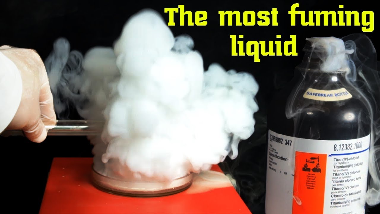 TiCl4 Titanium tetrachloride: The most fuming liquid - YouTube