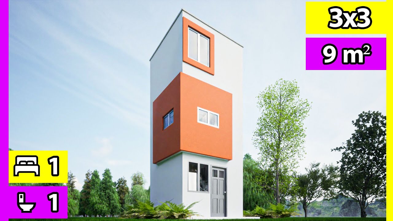 CASA PEQUEÑA de 3x3 tres plantas | Diseño de Casa Económica 27m2 ...