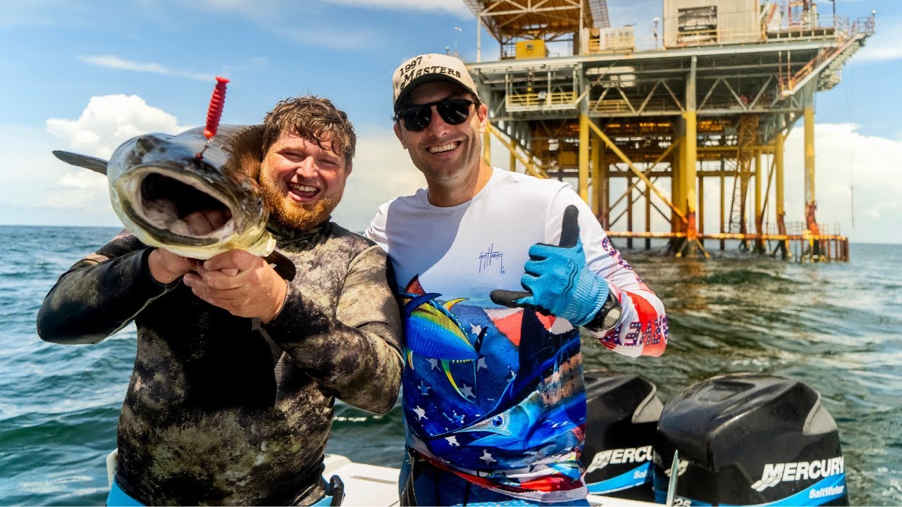 Spearfishing Oil Rigs for MONSTER Cobia & Red Snapper - YouTube