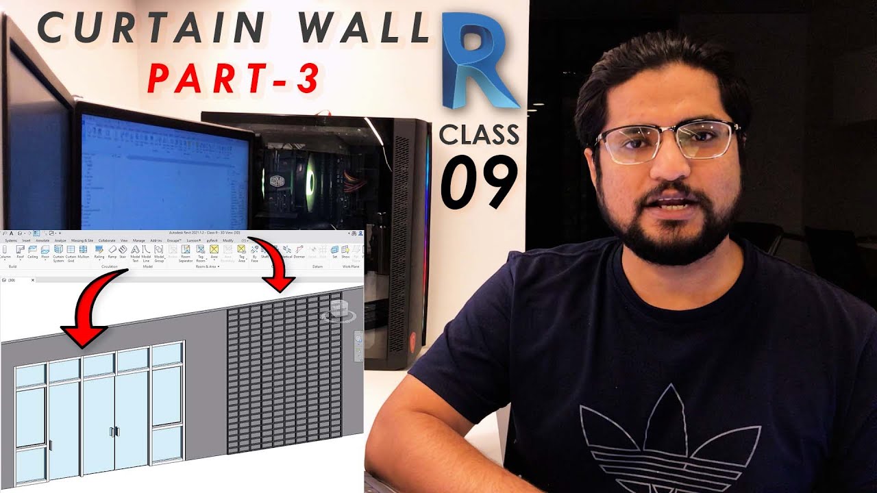 Revit Curtain Wall | Adding Glass Doors, Windows, & Jali Patterns ...