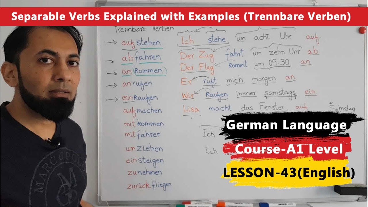 A1 German Course | Lesson 43 | German Separable Verbs | Trennbare ...