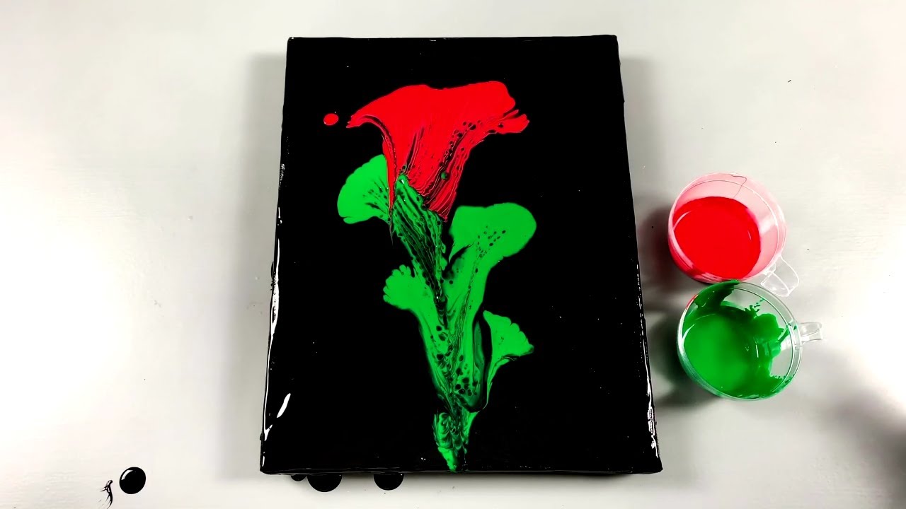 Chain String pull technique _ Colorful Flower _ Fluid Acrylic Pouring ...