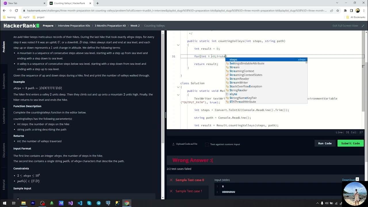 Counting Valleys | C# basic - YouTube