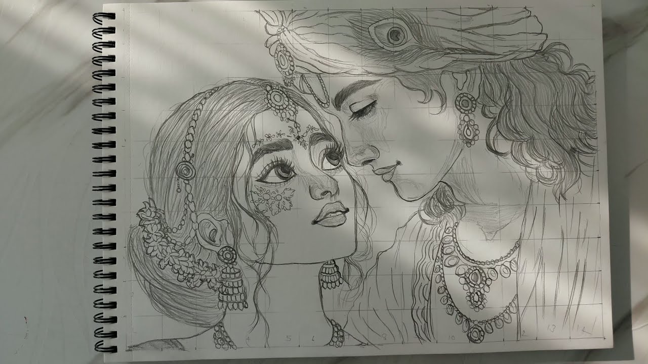 How to draw Radha Krishna easily step by step| Radha Krishna pencil ...