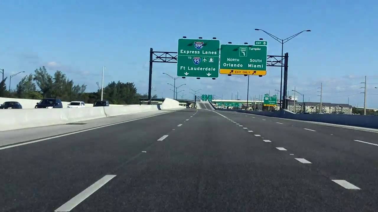 Port Everglades Expressway (Interstate 595 Exits 7 to 12) eastbound ...