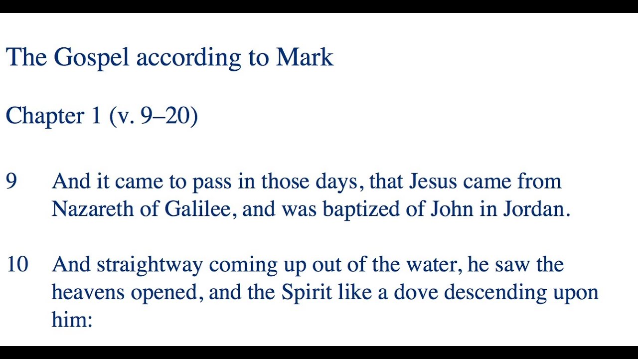 Day 2: Mark 1 v. 9–20 Jesus baptized by John, tempted by Satan; His ...