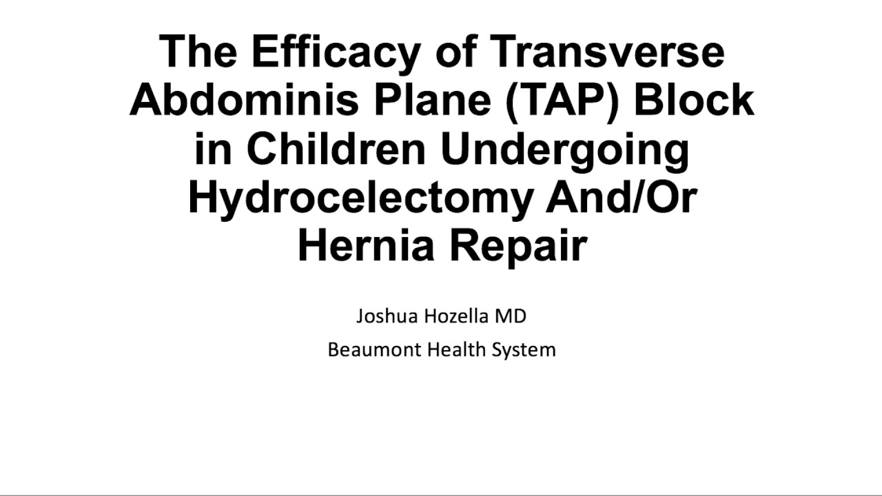 Transverse Abdominis Plane (TAP) Versus Field Block in Children ...