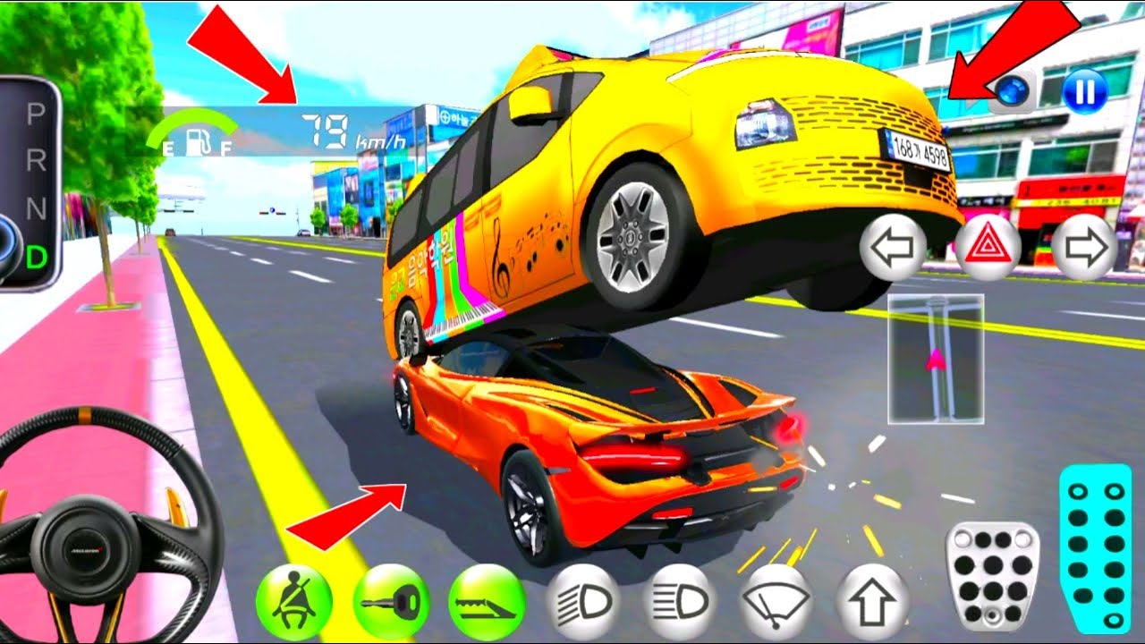 The yellow car climbed over the golden car || 3D Driving Class Gameplay ...