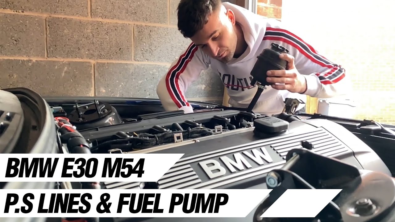 BMW E30 M54 SWAP CUSTOM POWER STEERING LINES & FUEL PUMP INSTALL - YouTube