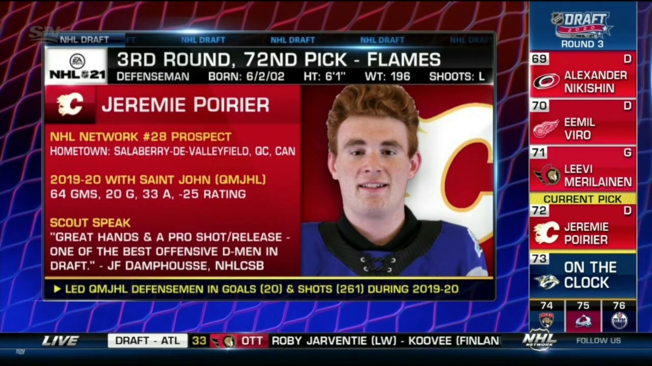 Jérémie Poirier - 2020 NHL Entry Draft Selection (Calgary Flames) - YouTube