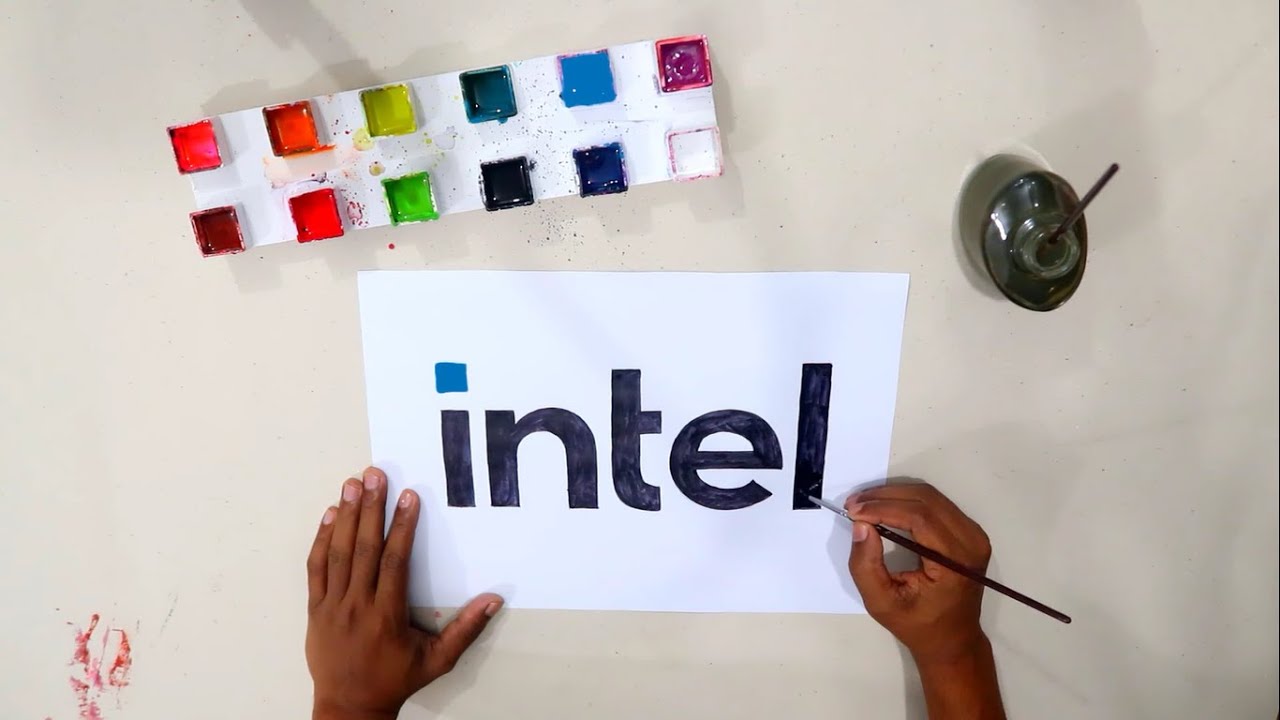 How to draw the intel logo - YouTube
