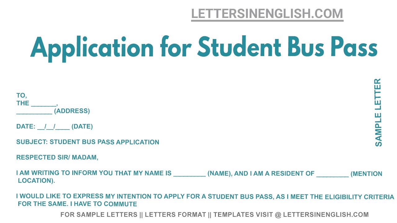 Application For Student Bus Pass - Sample Application for Requesting ...
