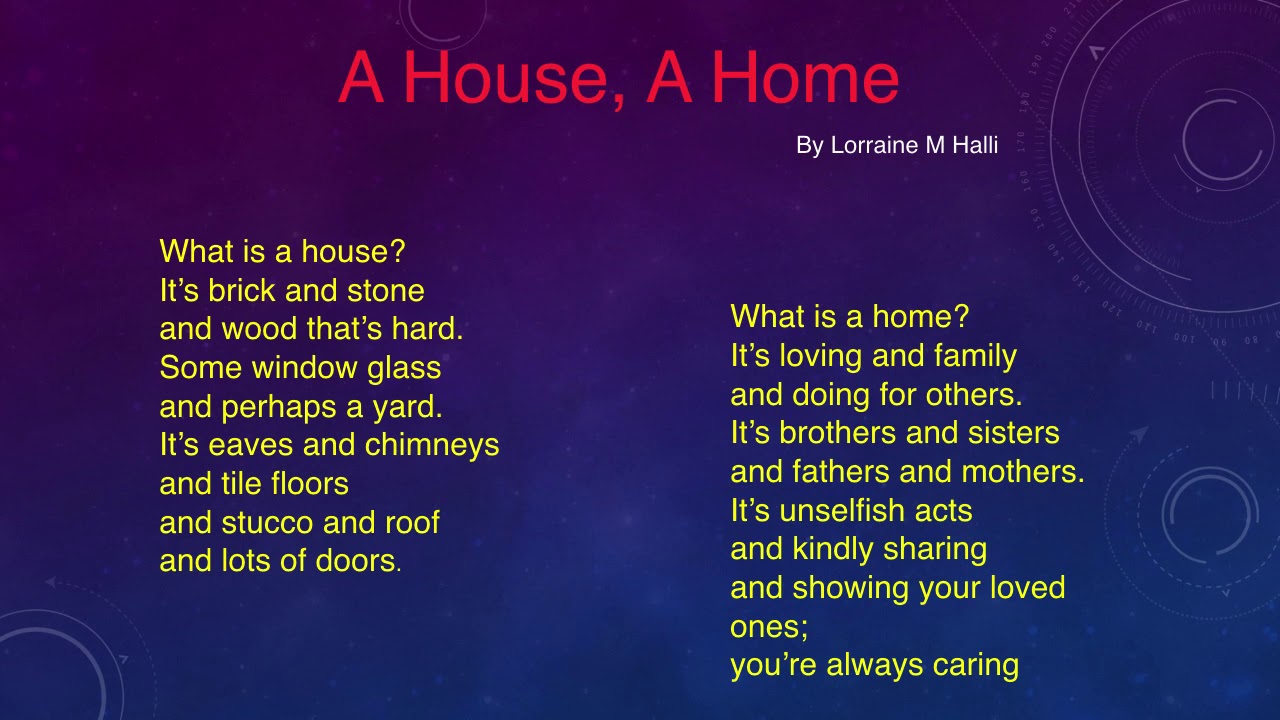Class VI 'Honeysuckle' Poem-1 ' A House, a Home' by Lorraine M Halli ...