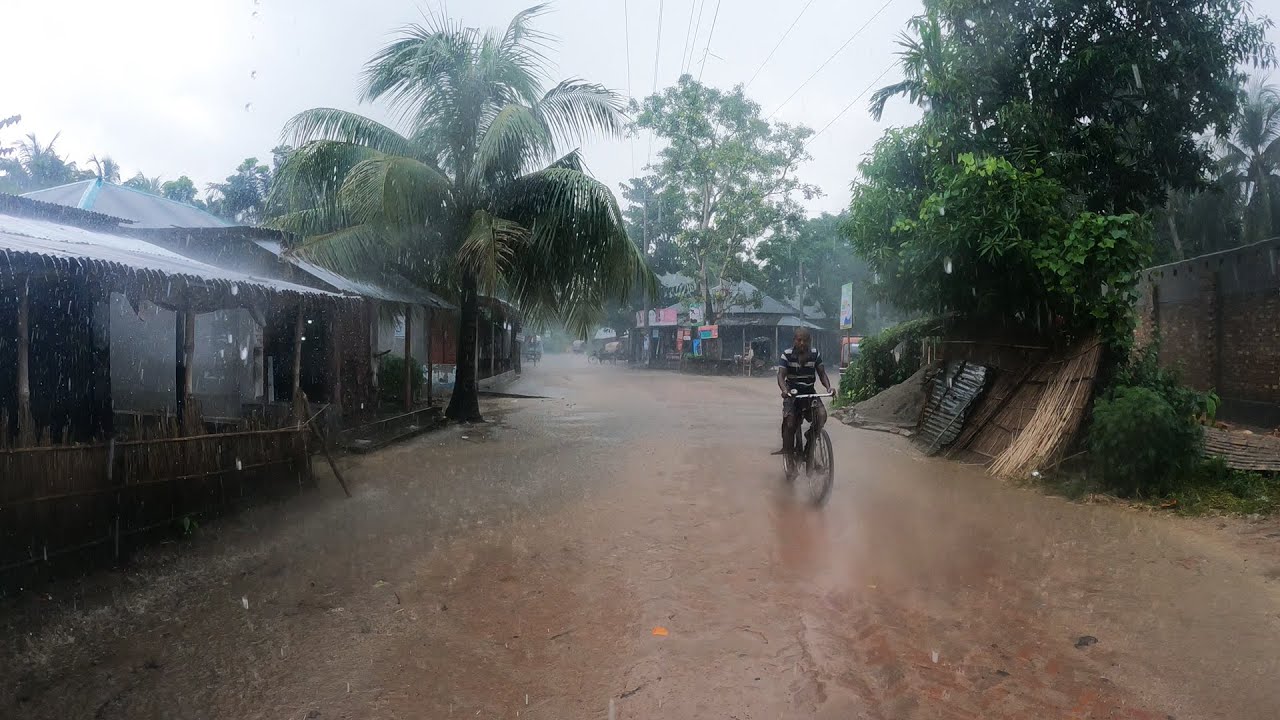 Heavy Rain Walk in Bangladesh Village Area | Walking in the rain ...
