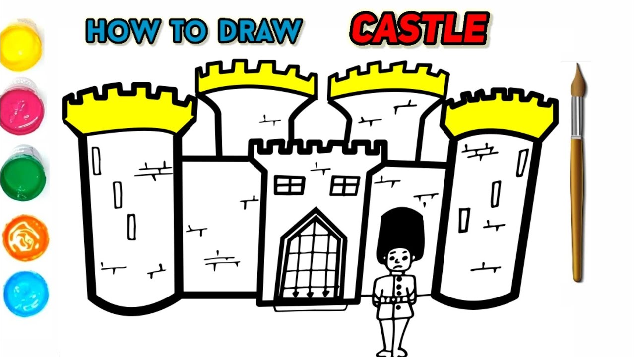 How to draw a Castle for kids | Drawing tutorial for beginners - YouTube