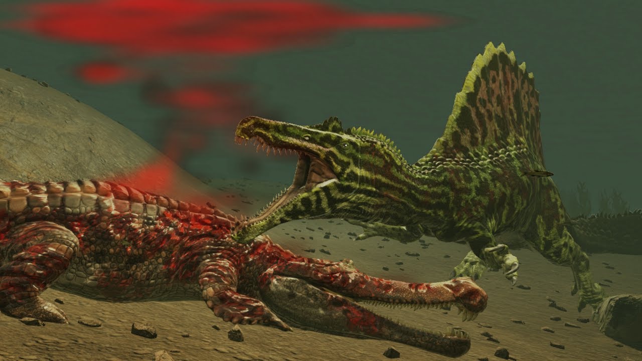 Epic Spinosaurus VS Sarcosuchus combat | WWD - YouTube