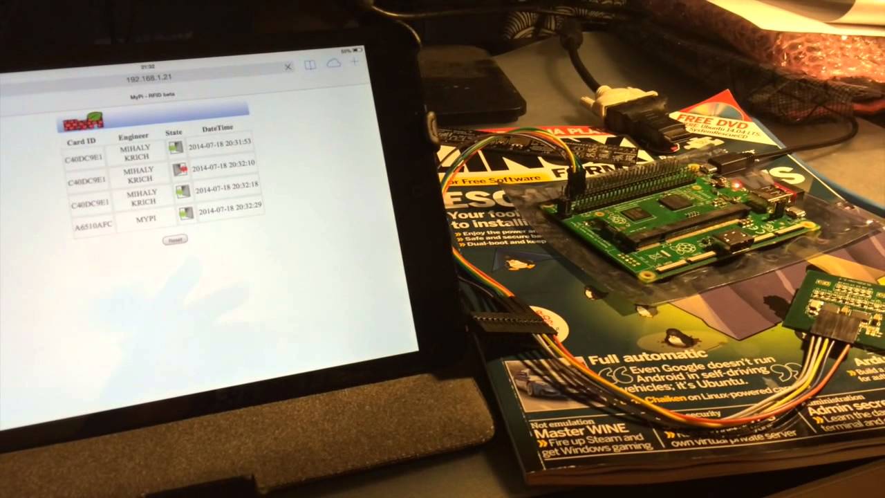 Raspberry Pi Compute Module I/O interfaced with SL030 RFID reader - YouTube
