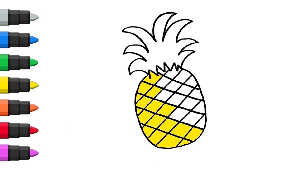 Learn How to draw Pineapple Teach Drawing for Kids and Toddlers ...