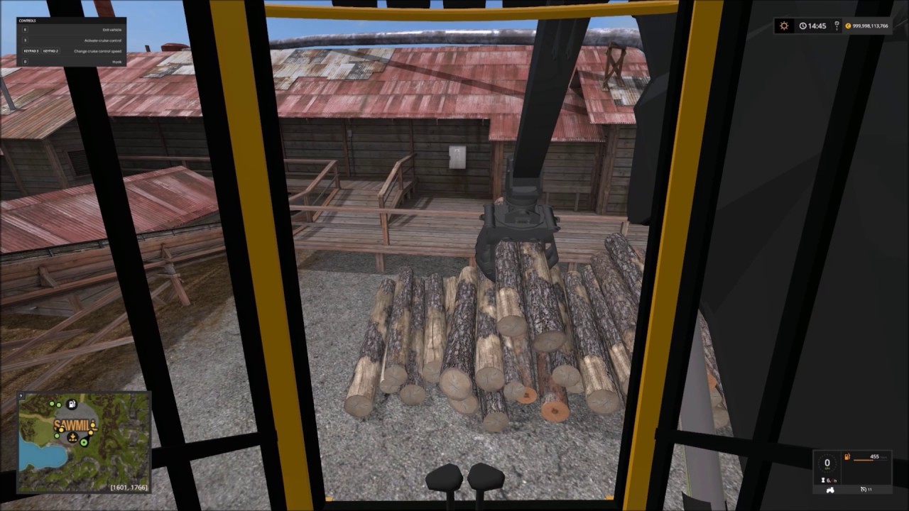 [FS17] Unloading logs with a log loader (2 Joysticks) [LS17 ...