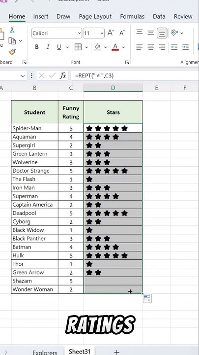How to Make 5 Star Rating System in Excel #excel - YouTube
