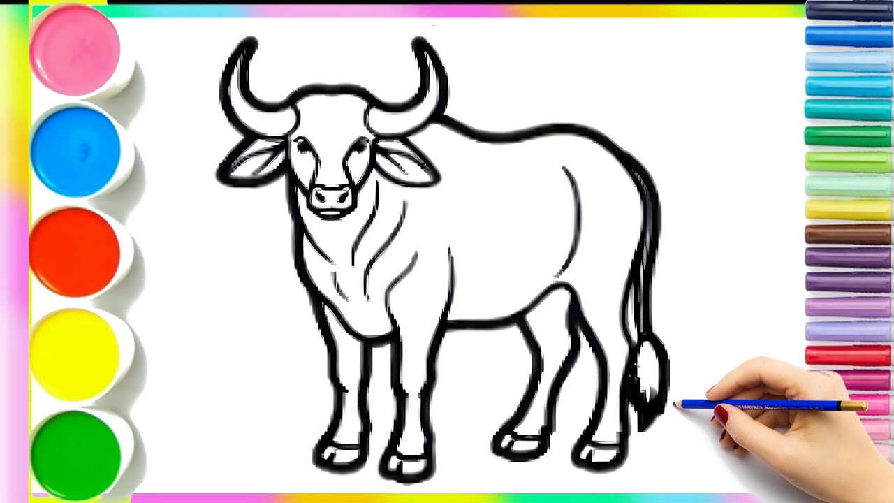 How to draw Ox Drawing for Very easy picture - YouTube