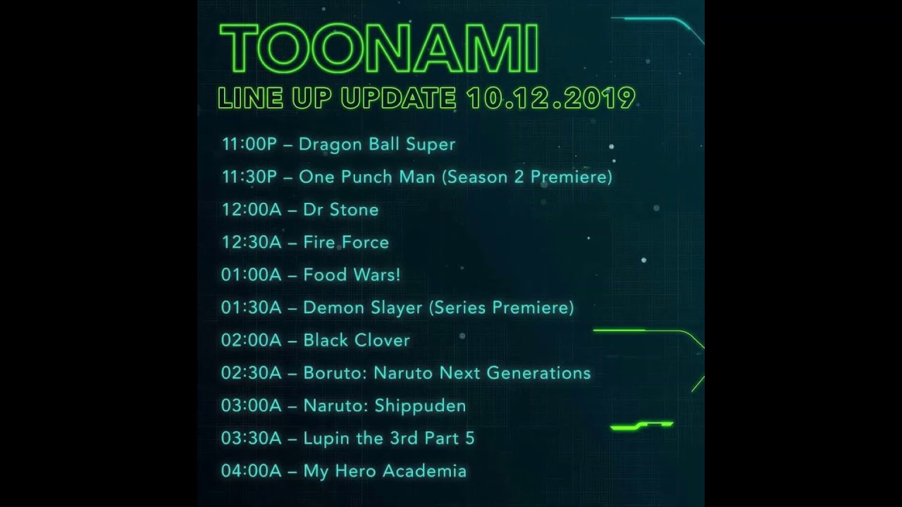 WHAT!?! Toonami Schedule October 12th, 2019 - YouTube